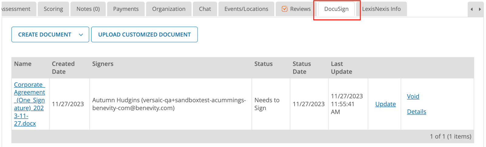 Sending documents via DocuSign – B-Hive