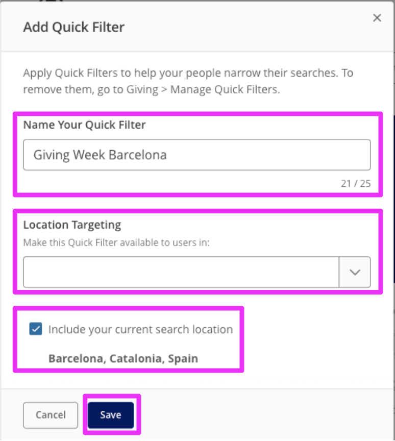 Creating quick filters – B-Hive